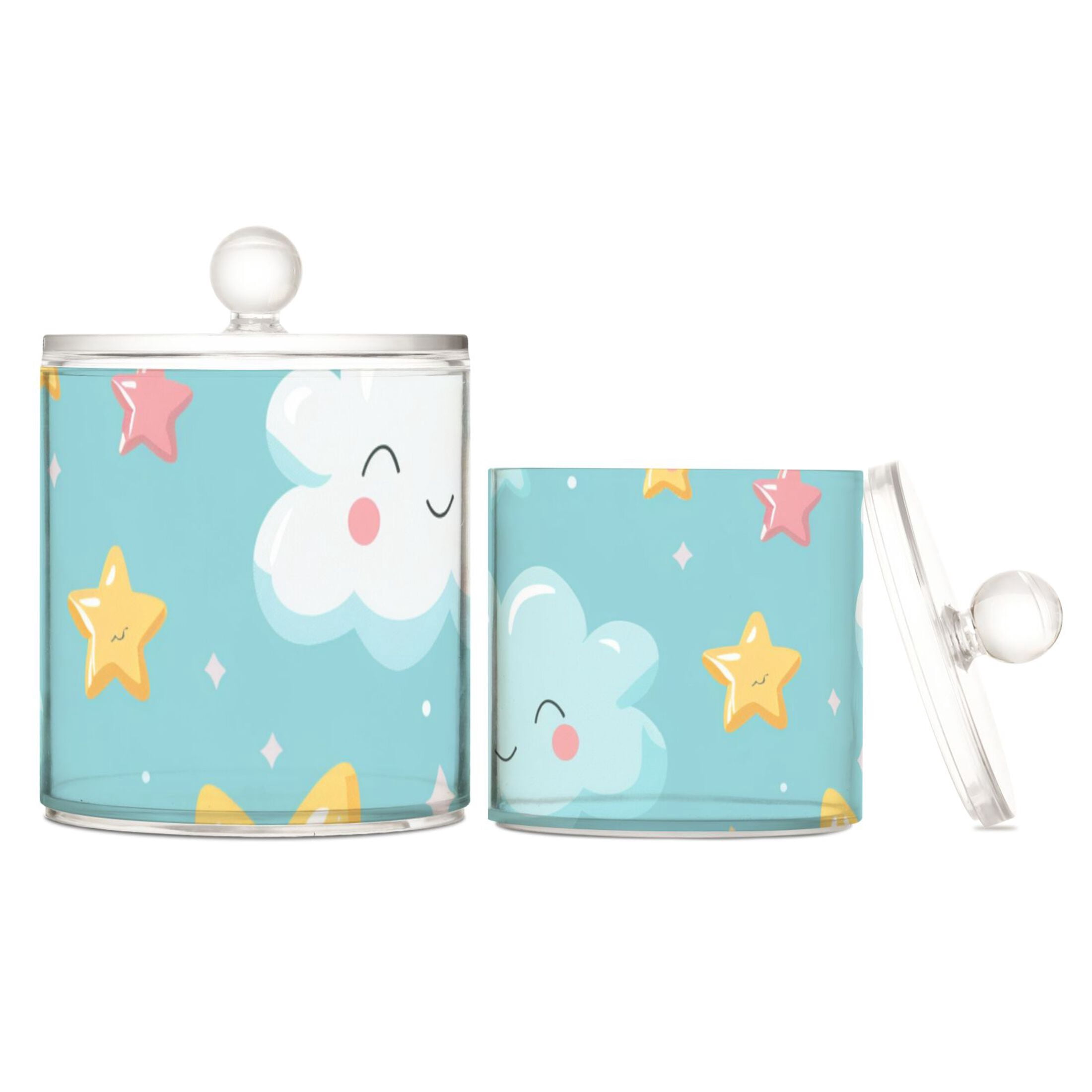 Cute Clouds Stars Cartoon Translucent Plastic Cans Storage Canisters ...