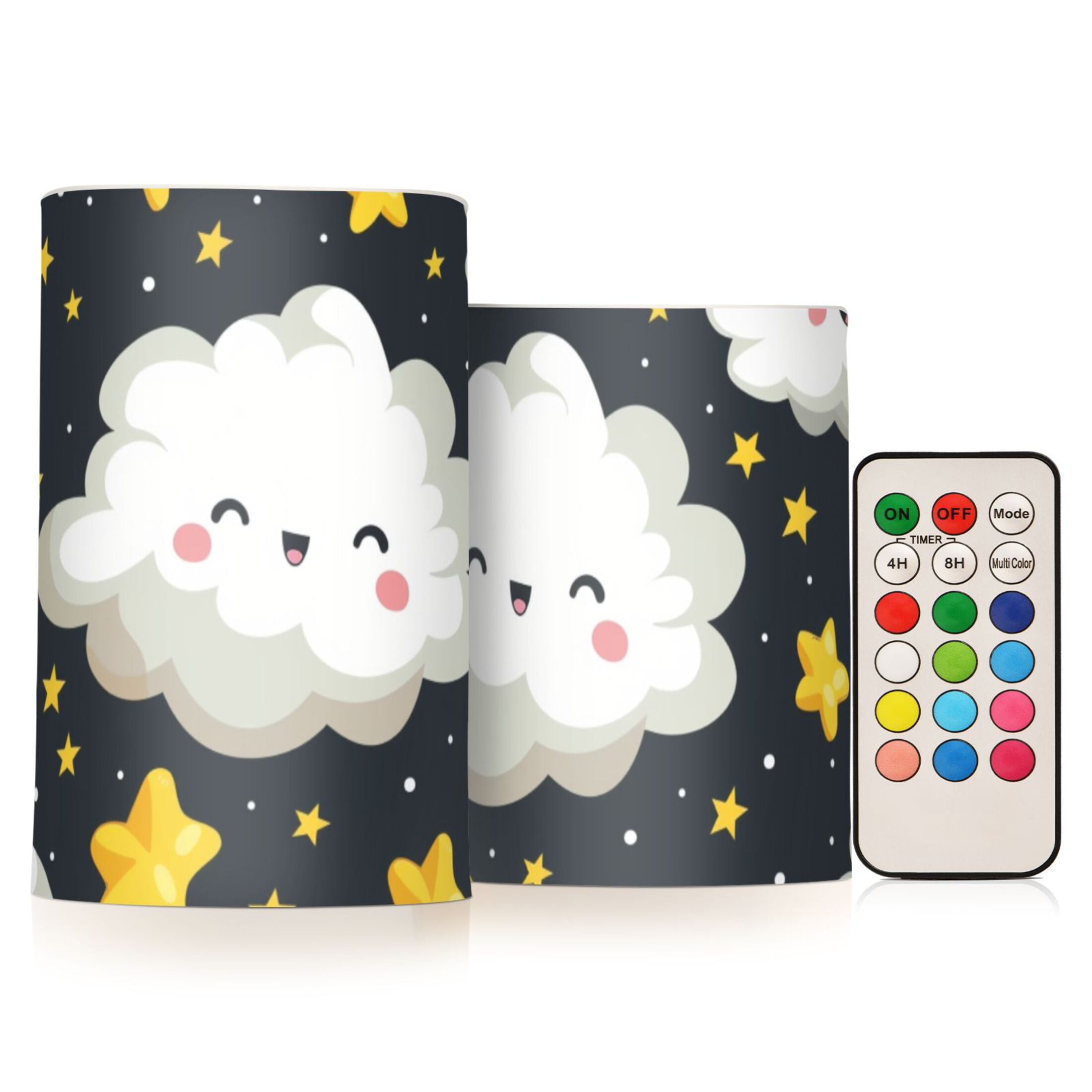 Cute Clouds Stars in Night Flickering Flameless Candles LED Tealight ...