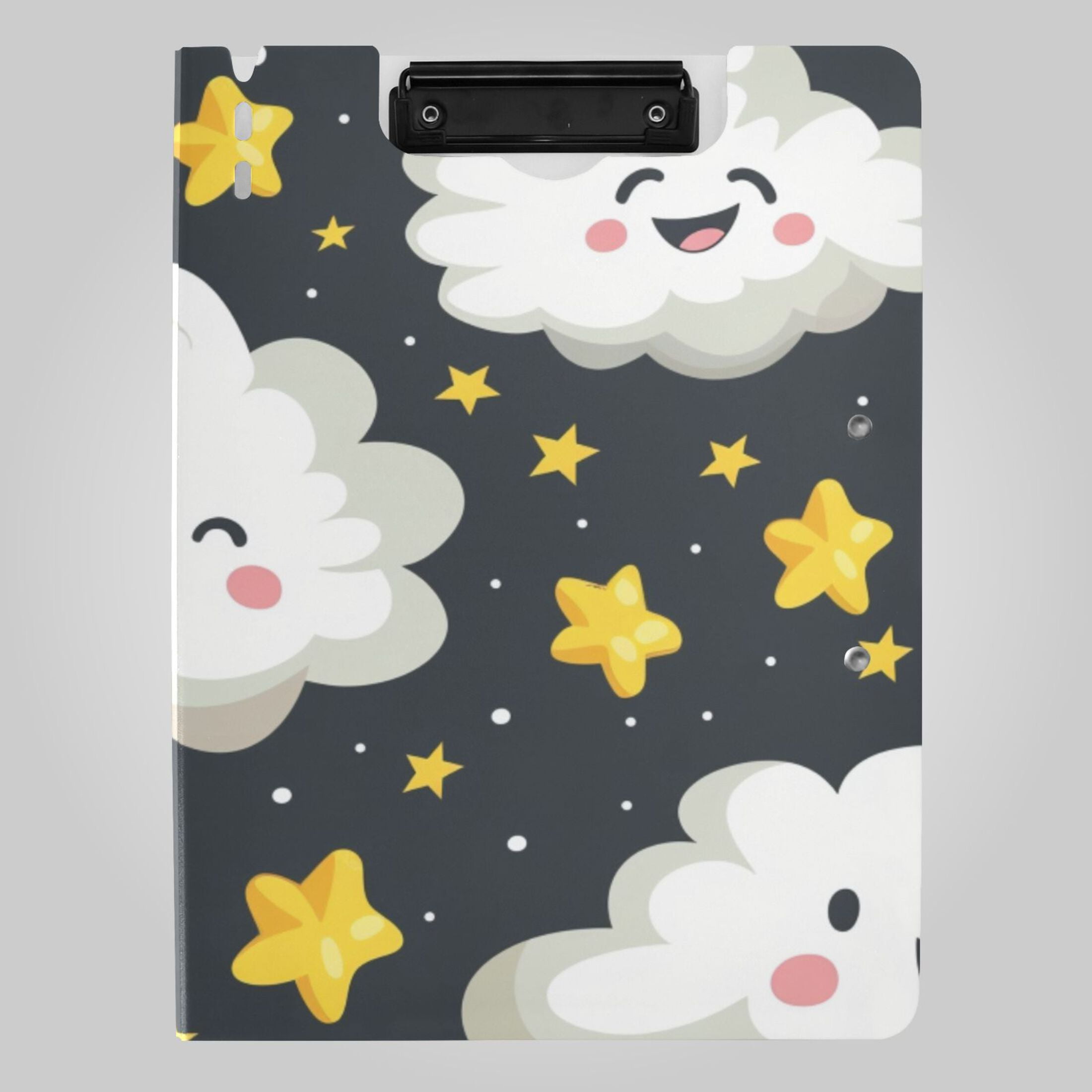 Cute Clouds Stars in Night Foldable Binder Folder Clipboard with Pen ...