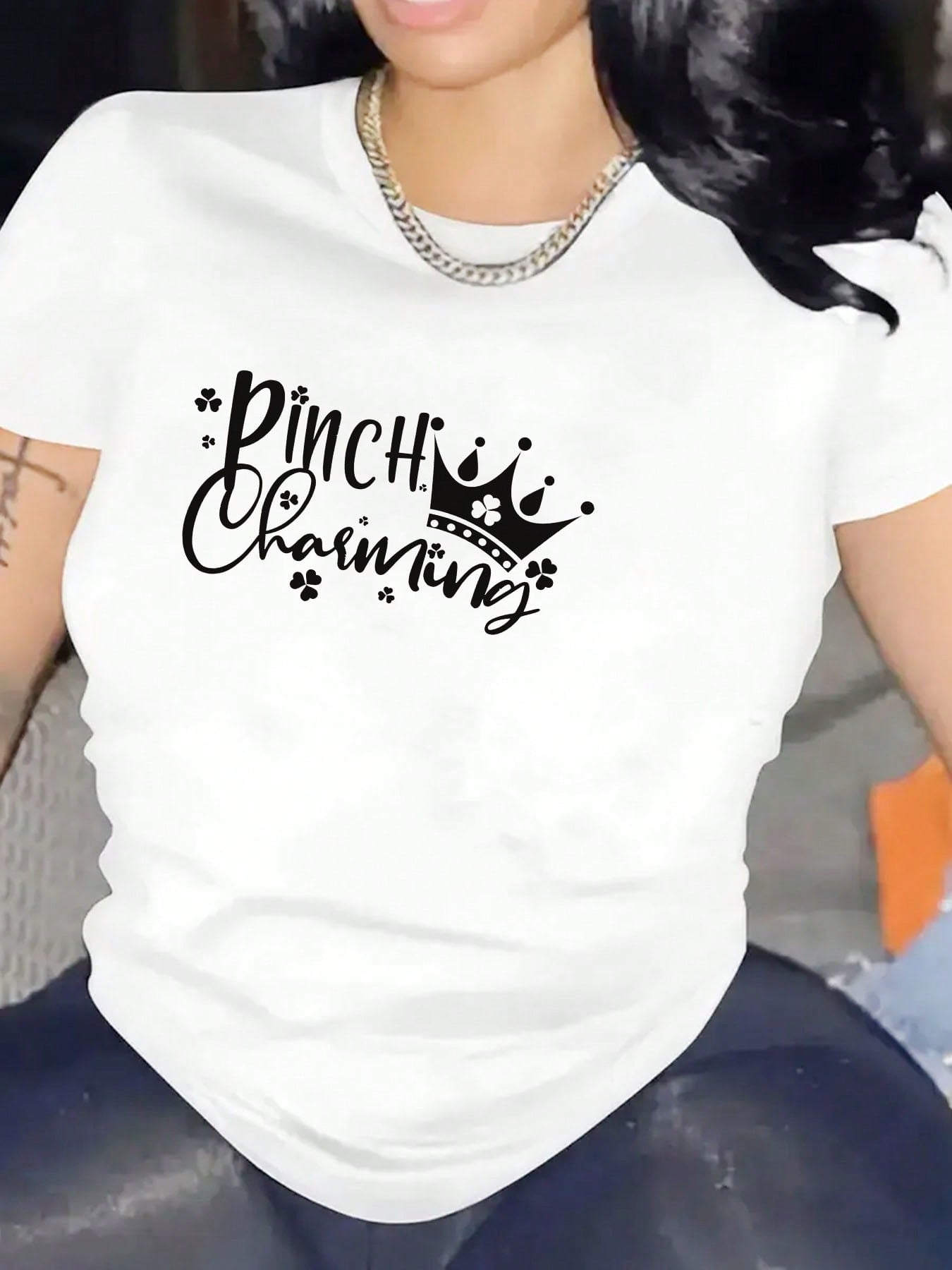 Cute Clover Crown Graphic Women St Patrick's Day Short Sleeve Tee ...