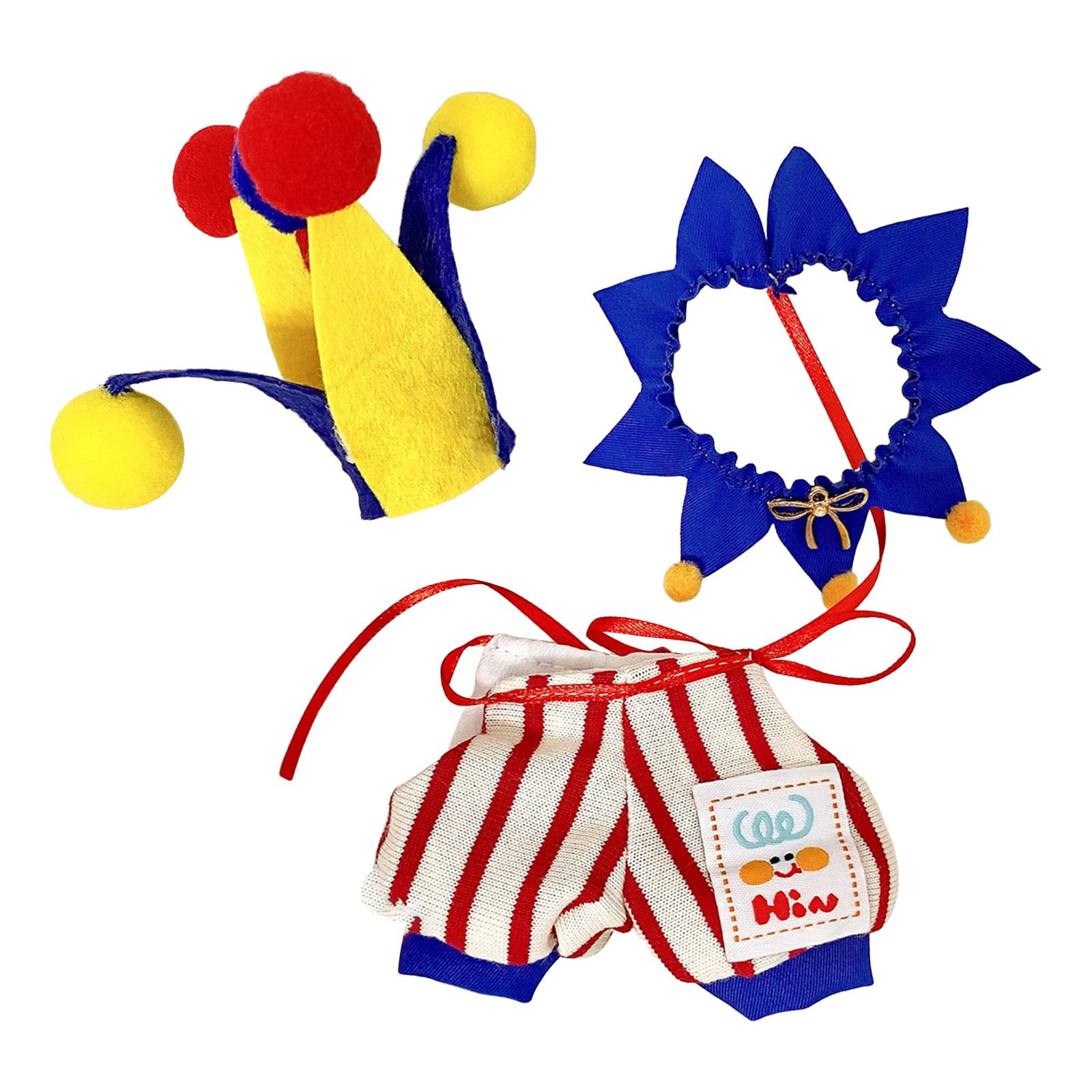 Cute Clown Set For Plush Toys, Includes 1 Headpiece + Jumpsuit + Scarf ...