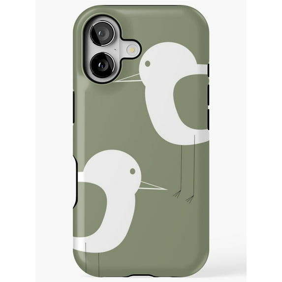 Cute Coastal Shorebird Pair Sage Green iPhone Case 11 12 13 14 15 16 17 ...