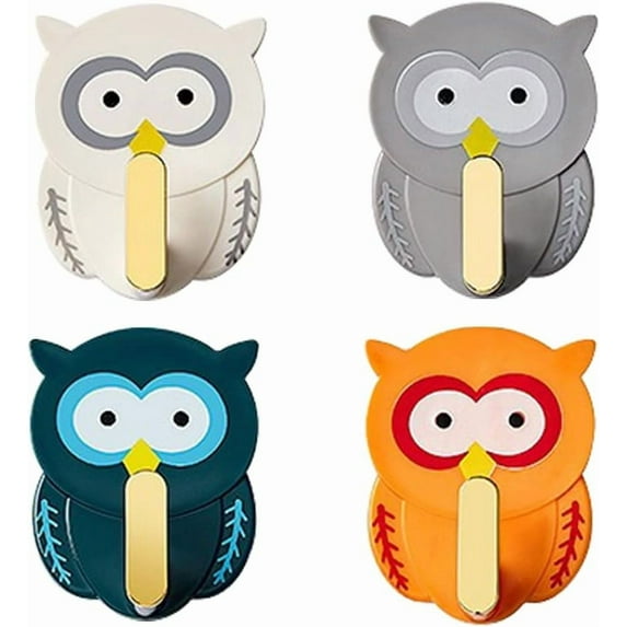 Cute Coat Hooks Mixed Color Self Adhesive Owl Hook, 4Pcs Owl Wall ...