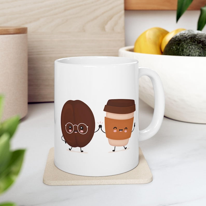 Cute Coffee Cup and Coffee Bean Mug KawaI1I Ceramic Mug - Walmart.com