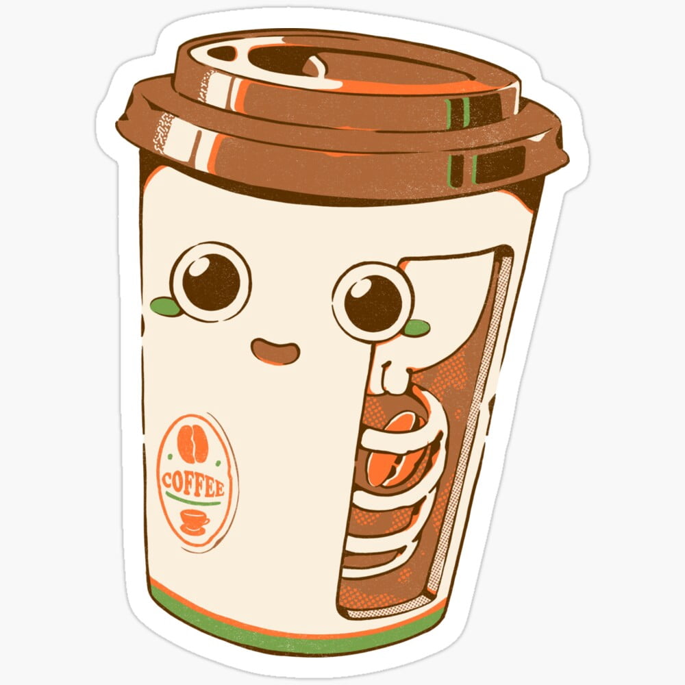 Cute Coffee X-Ray Sticker Phone Decal Water Bottle Stickers Car Decals ...