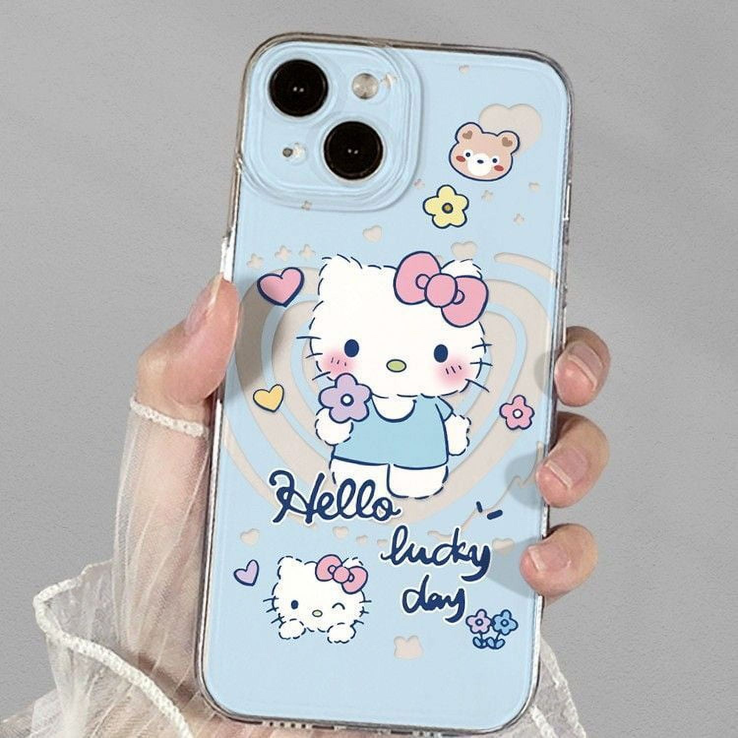 Cute Colored Transparent Phone Case Kawaii Sanrio Cartoon Hello Kitty ...