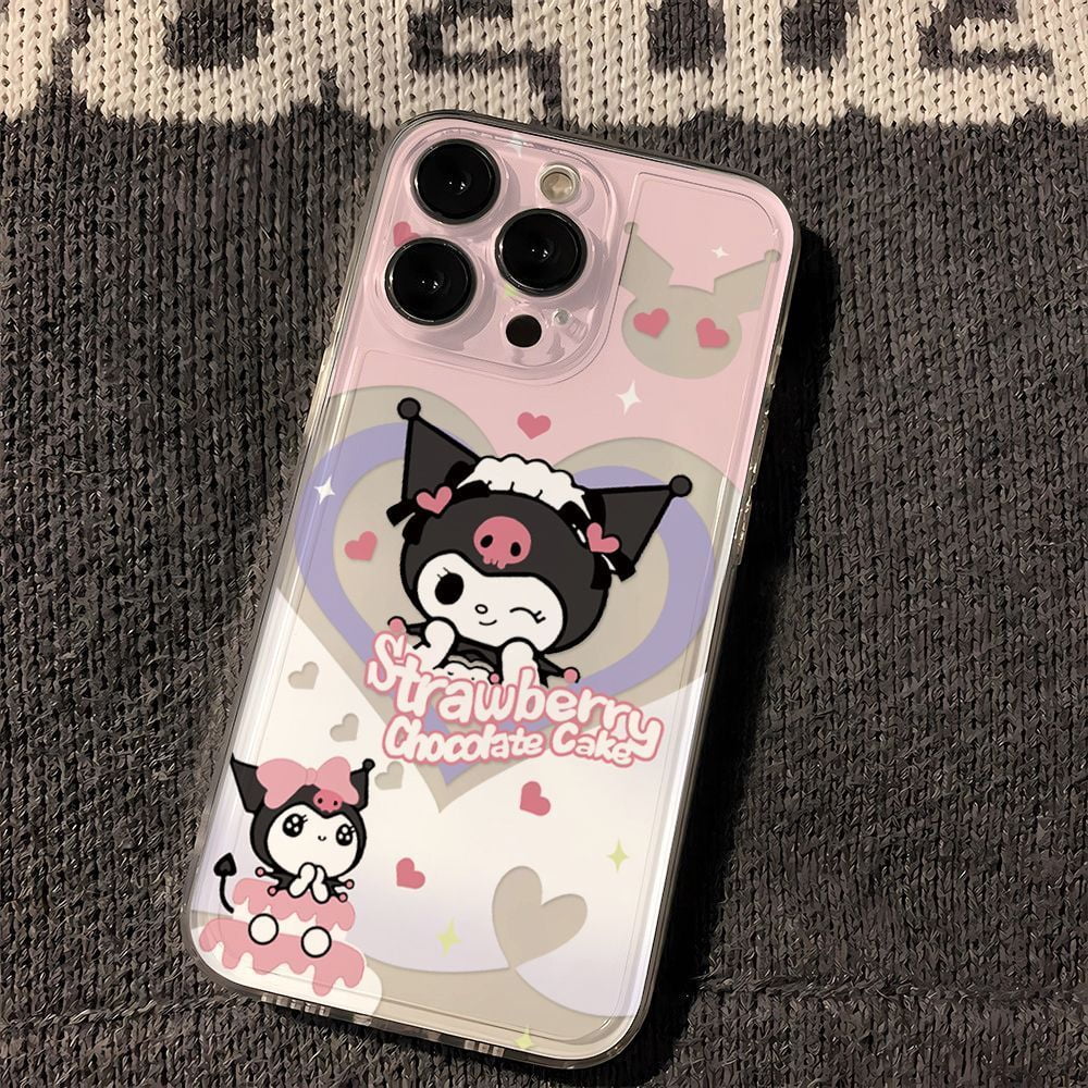 Cute Colored Transparent Phone Case Kawaii Sanrio Cartoon Hello Kitty Kuromi Simple and Suitable ...