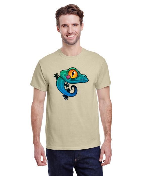 Cute Colorful Cartoon Gecko Lizard Reptile Animal Graphic Tee Shirt ...