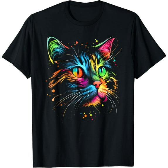 Cute Colorful Cat for Women's s Men s - Cat Lovers T-Shirt - Walmart.com
