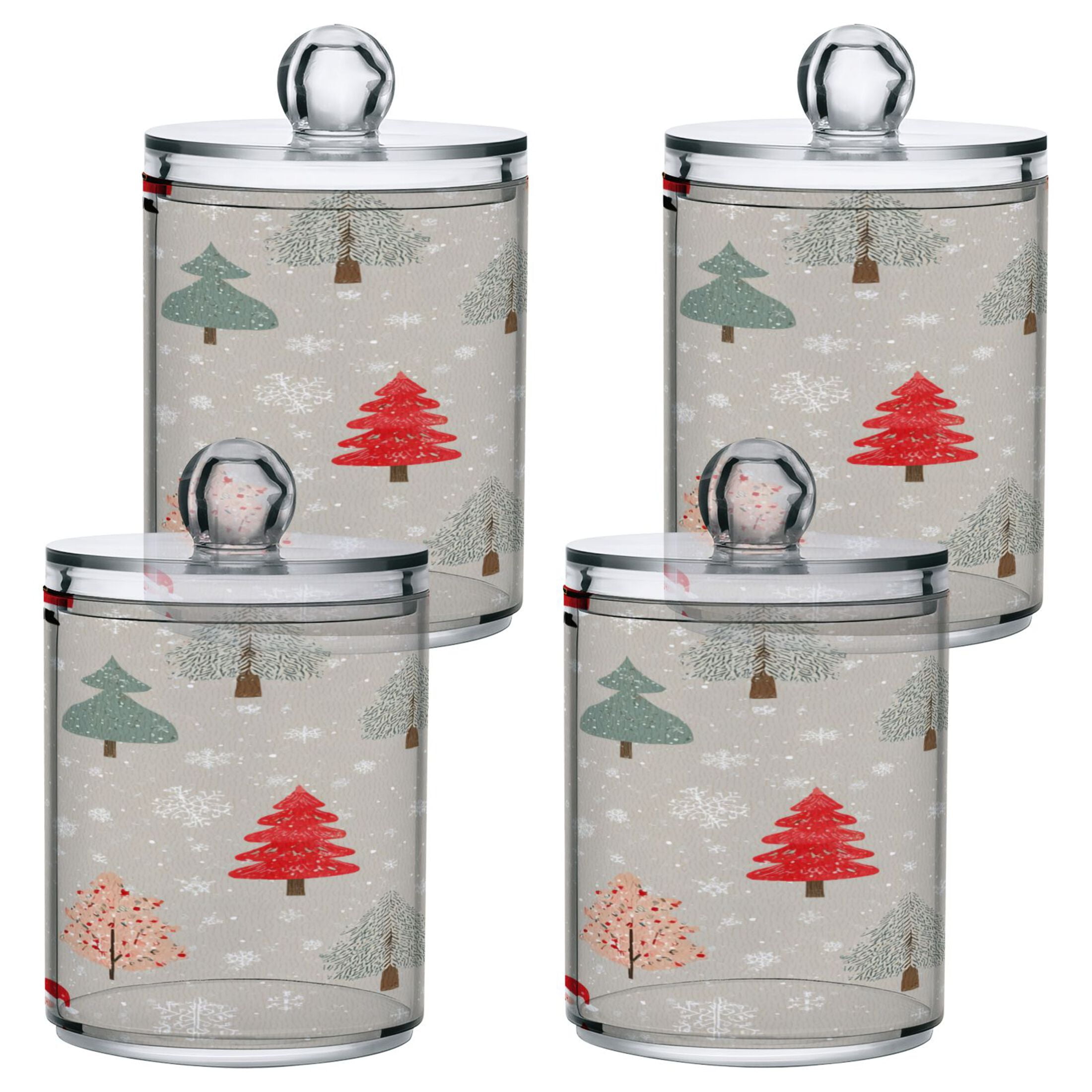 Cute Colorful Christmas Tree Santa Hand Painted Translucent Plastic ...