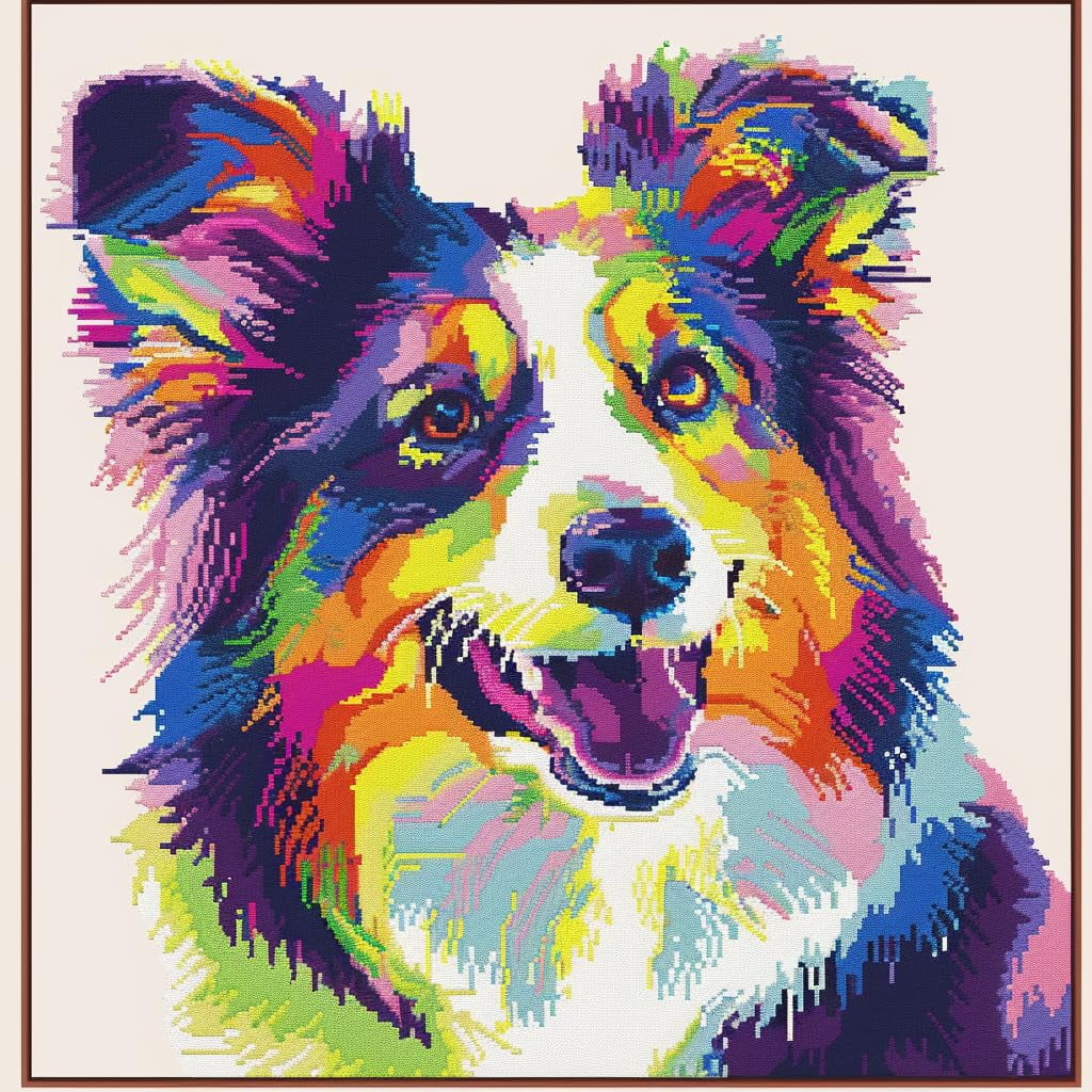 Cute Colorful Corgi Dog Portrait DIY 11CT Stamped Cross Stitch Kits for ...