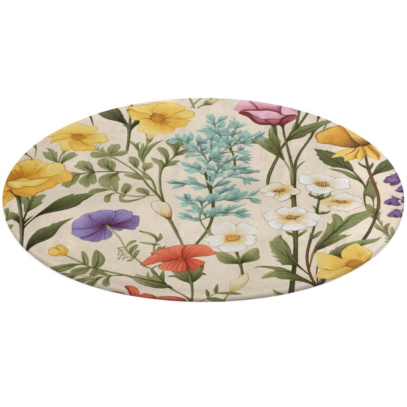 Cute Colorful Flower Rugs Trea Rugs Not-Slip Round Rugs Area Carpets ...