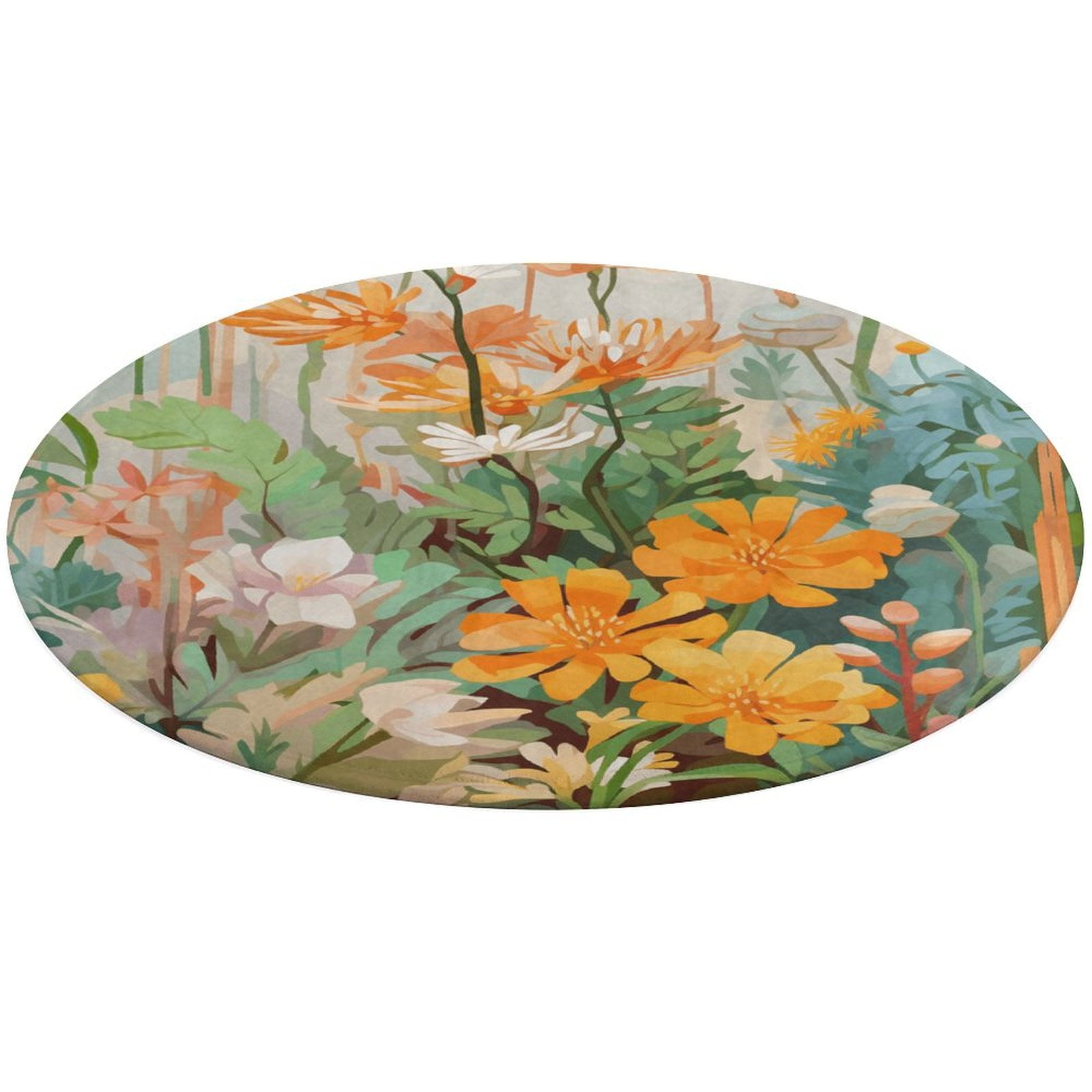 Cute Colorful Flower Rugs Trea Rugs Not-Slip Round Rugs Area Carpets ...