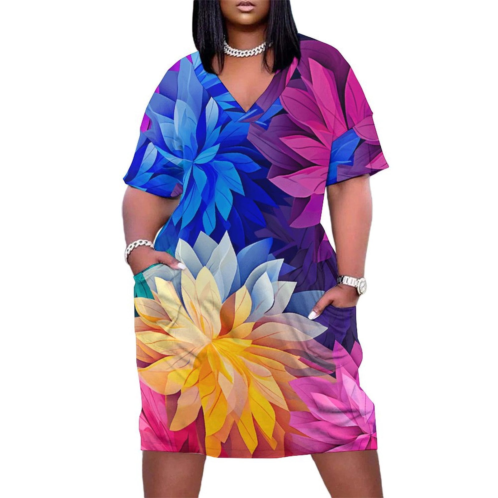 Cute Colorful Flower Summer Dresses for Women Beach Boho - Walmart.com