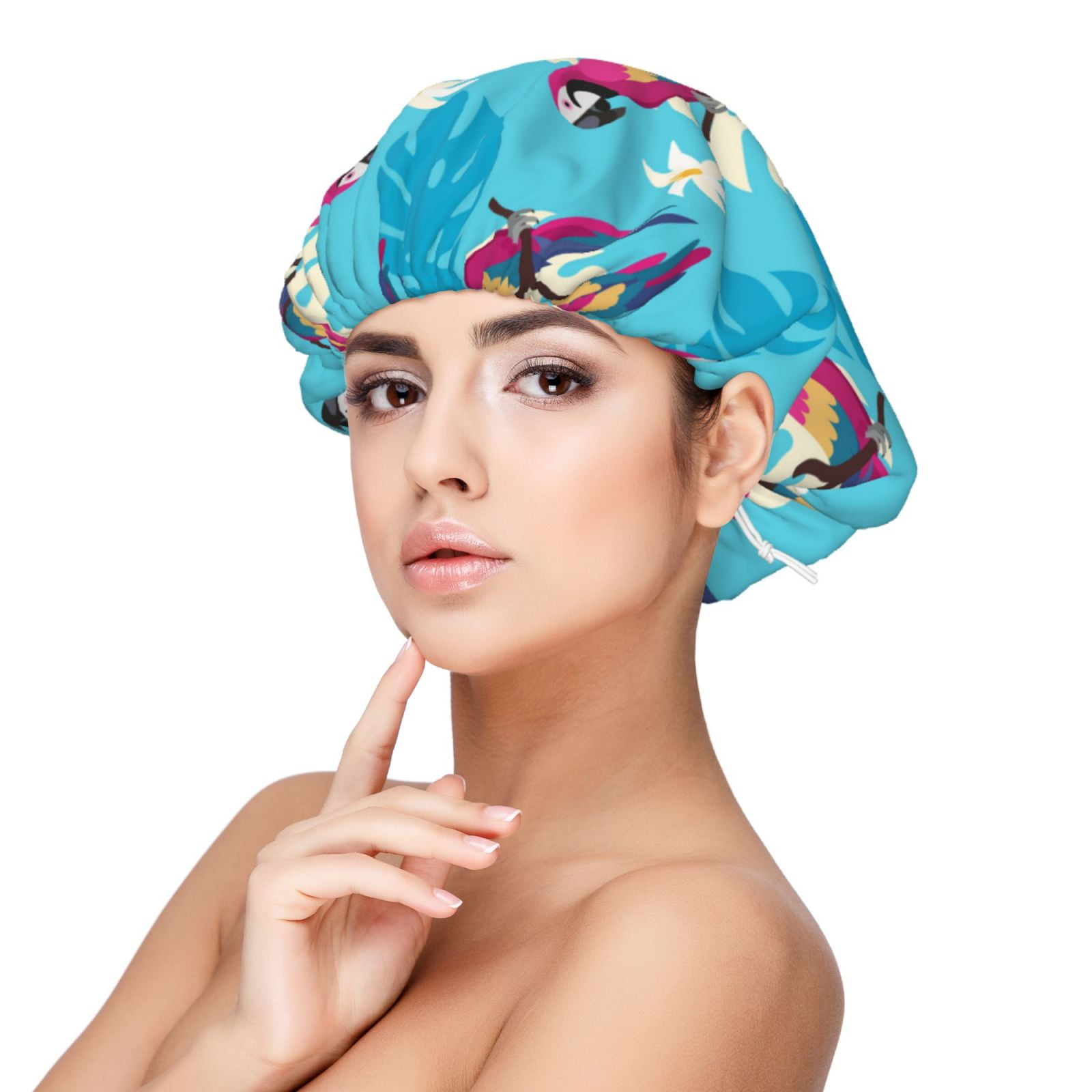 Cute Colorful Macaw Monstera Silk Bonnet for Sleeping Women/Men ...