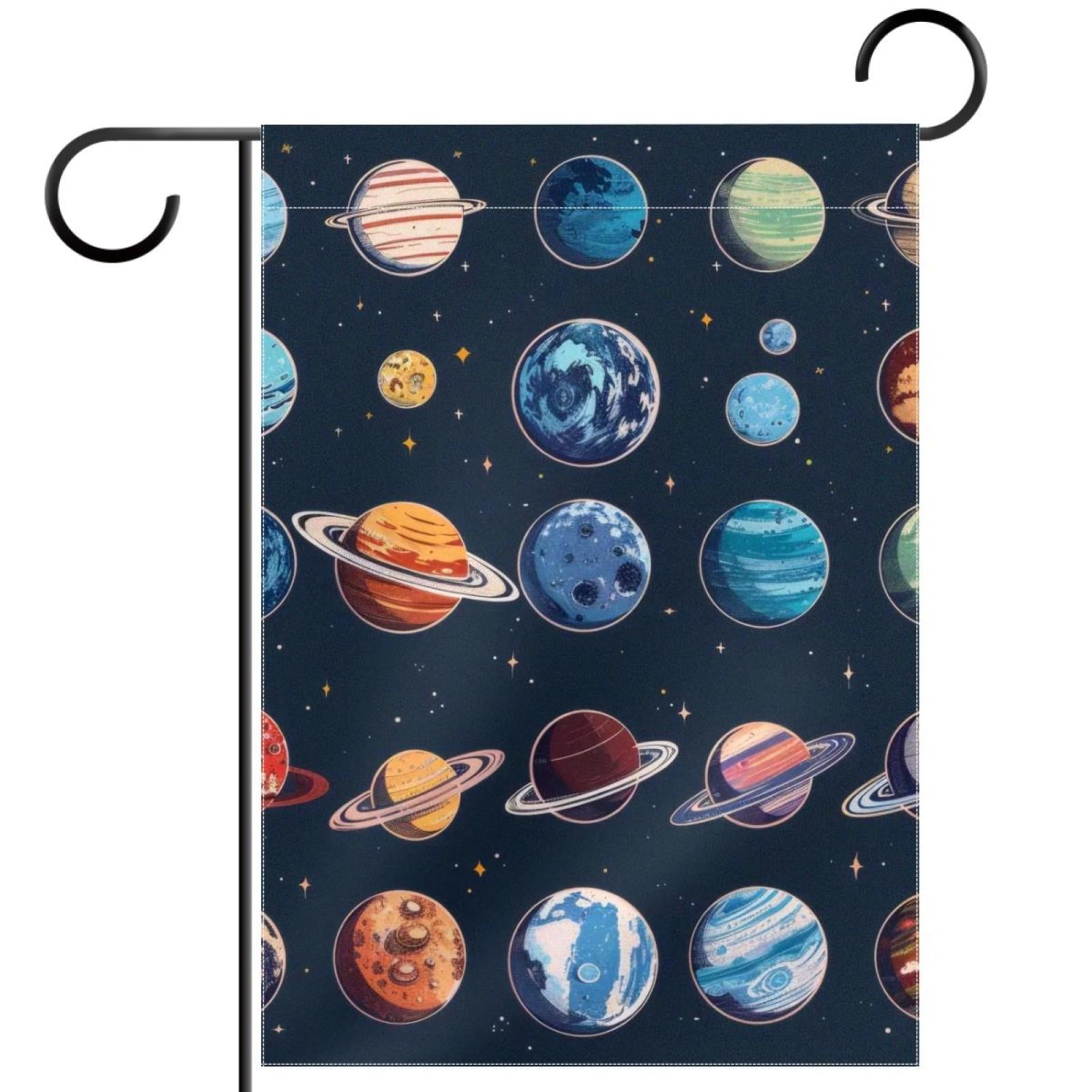Cute Colorful Planets Universe Collection Double Sided Garden Flag ...