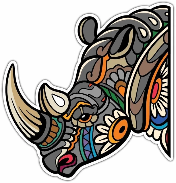 Cute Colorful Rhinoceros Rhino Mandala Car Window Stickerphone Decal ...