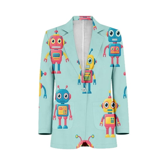 Cute Colorful Robot Pattern Background Men Blazers Slim Clothing Summer ...