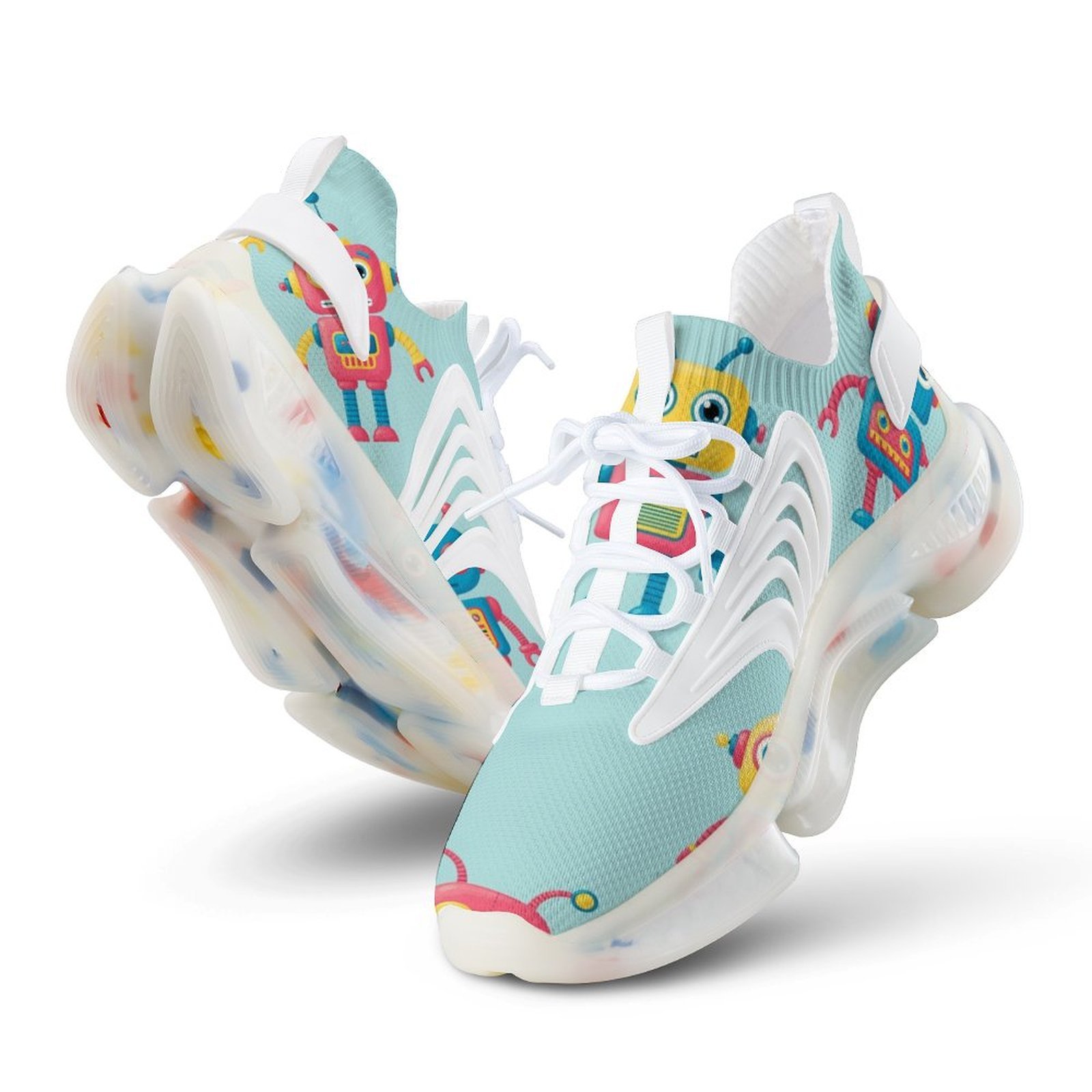 Cute Colorful Robot Pattern Background Walking Shoes for Men Woman ...