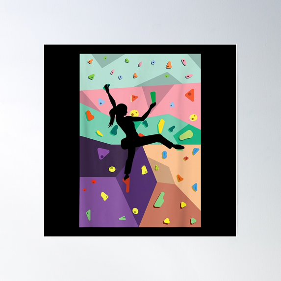 Cute Colorful Rock Climbing Bouldering Wall Poster Wall Art Modern Wall ...