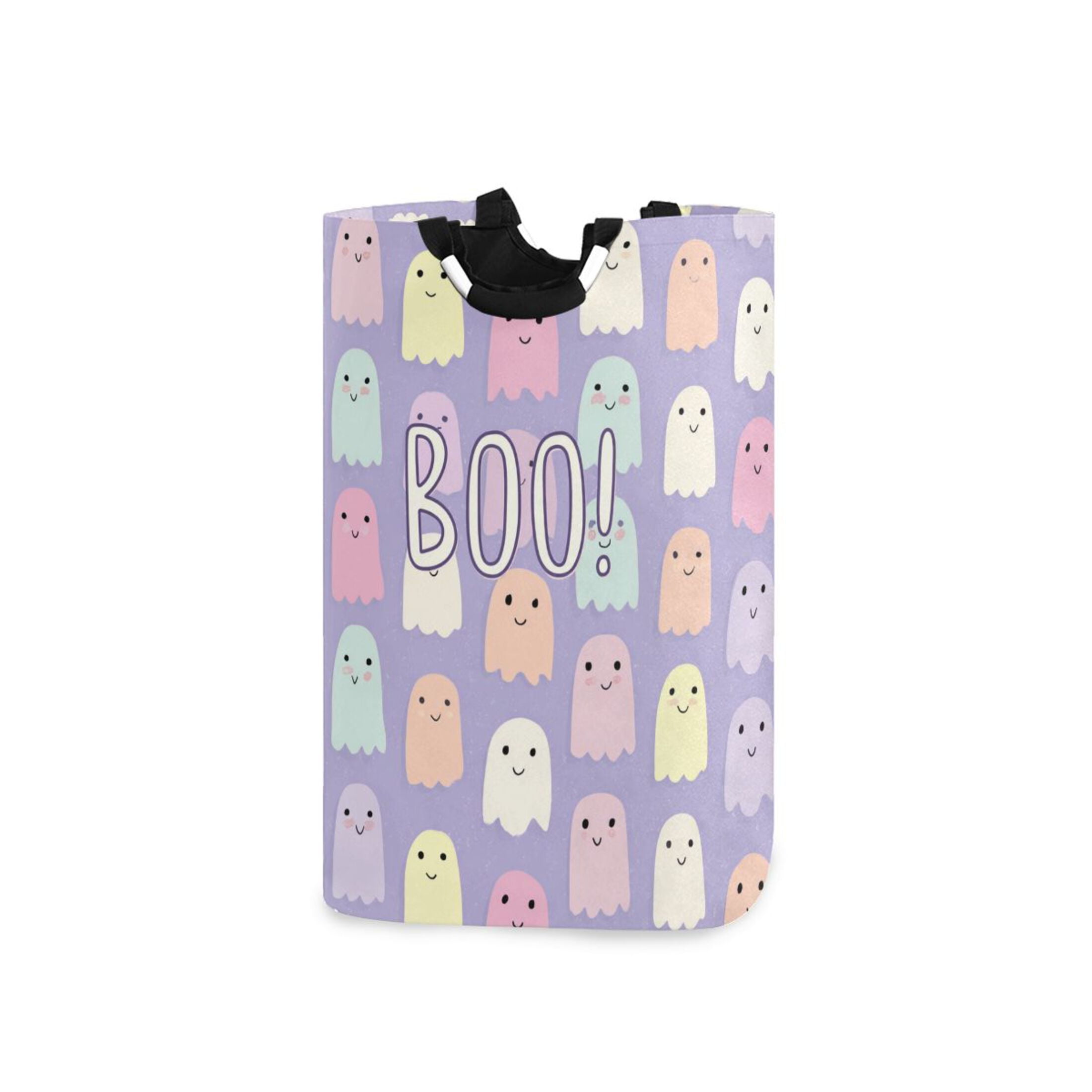 Cute Colorful Specters Halloween Laundry Basket with Handles Foldable ...
