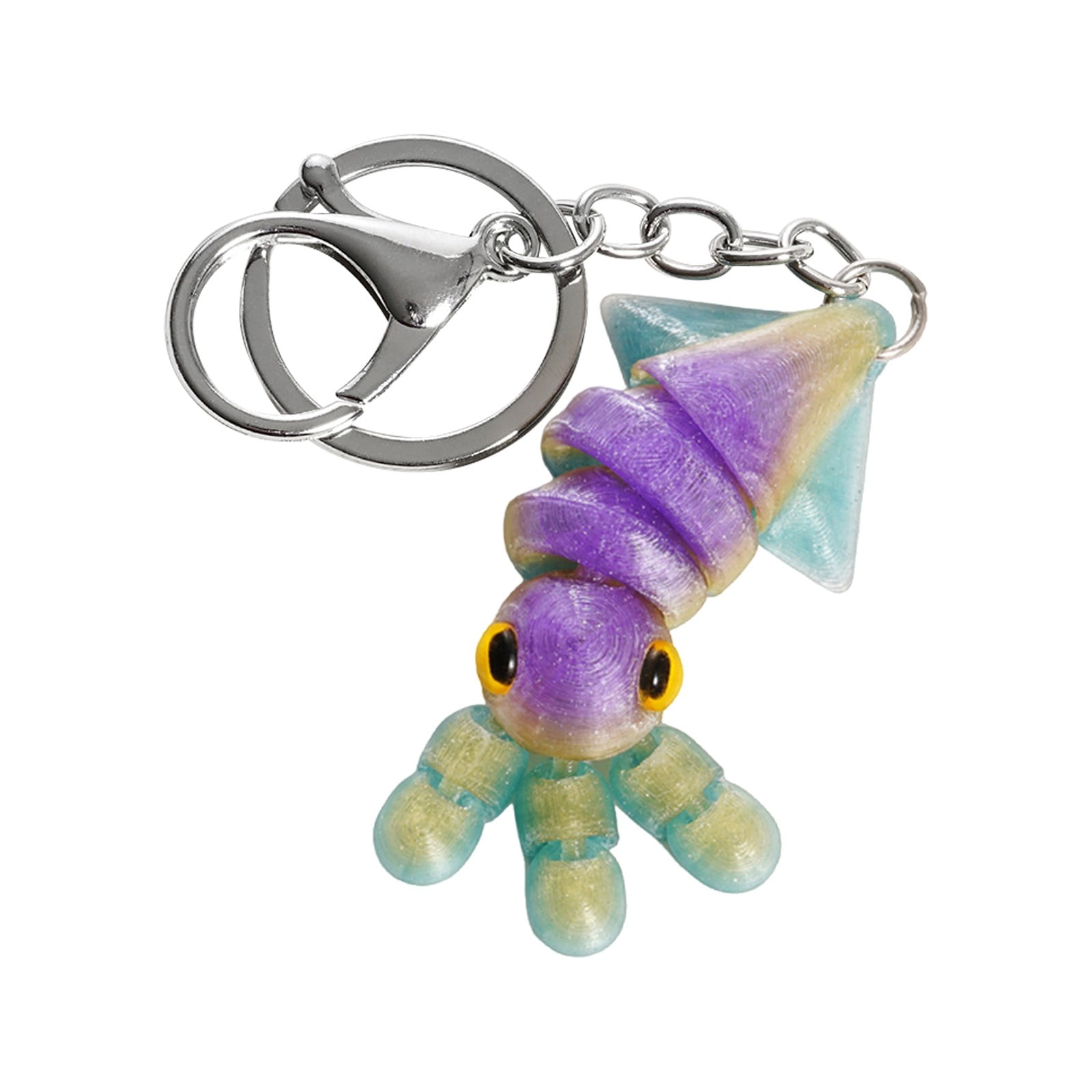 Cute Colorful Squid Keychain Durable Metal Ring, Soft Plush Design ...