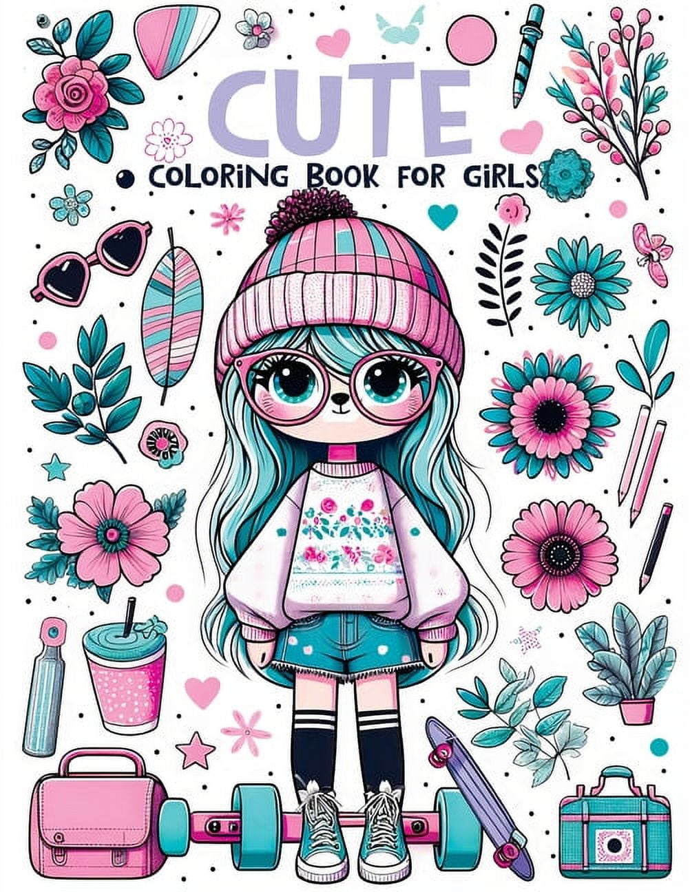 Cute Coloring Book For Girls: Fun and Magical Designs of Sweet Animals ...