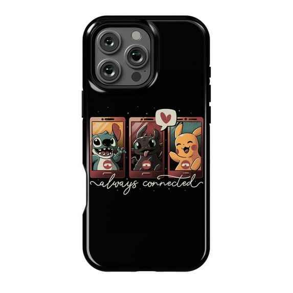 Cute Connection Couple Illustration Graphic Phone Case for iPhone 17 16 ...