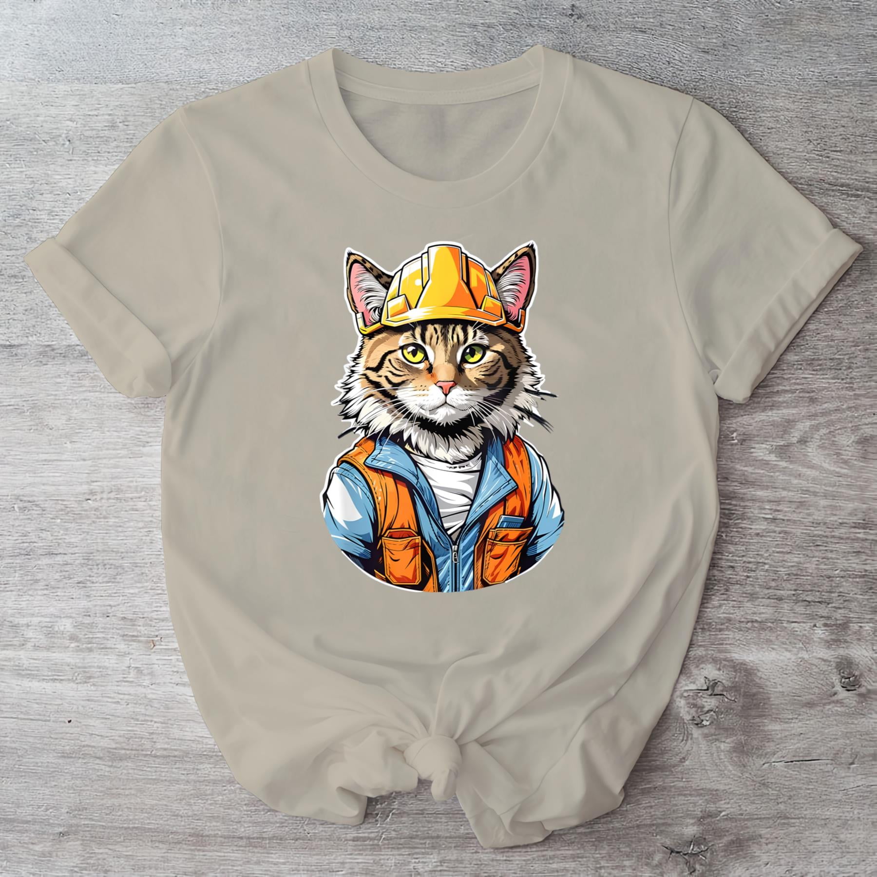 Cute Construction Worker Cat With A Hard Hat Graphic T Shirt-TH39316 ...