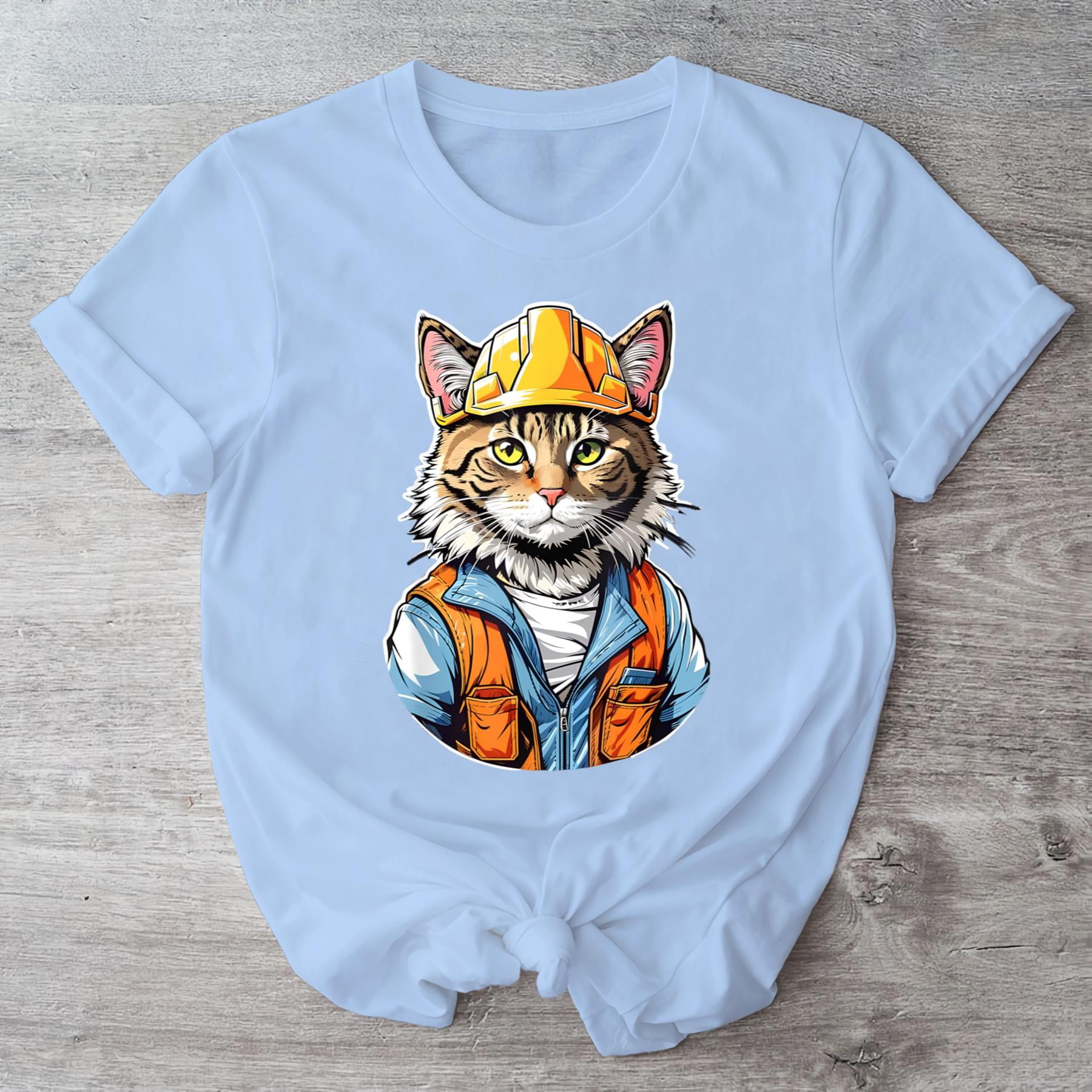 Cute Construction Worker Cat With A Hard Hat Graphic T Shirt-TH39316 ...