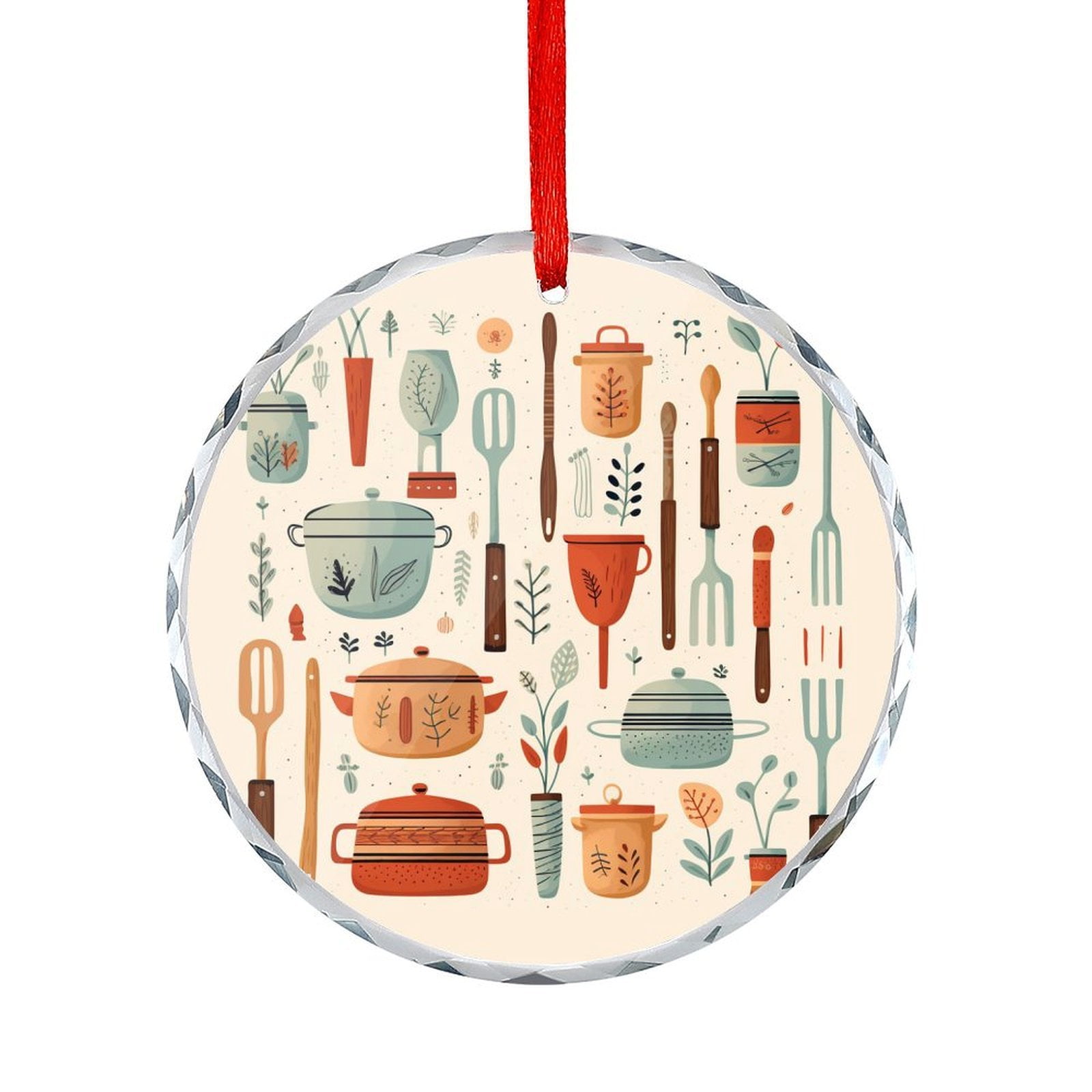 Cute Cooking Pot And Kitchen Utensils Print Xmas Ornament Kitchen Pot ...