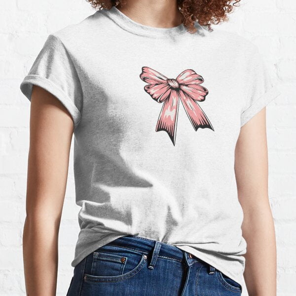 Cute Coquette Aesthetic Pink Ribbon Bow In Vintage Style Classic T ...