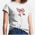 Cute Coquette Aesthetic Pink Ribbon Bow In Vintage Style Classic T ...
