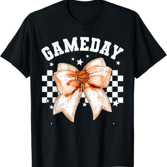 Cute Coquette Bow Basketball Retro Game Day Wo Girls T-Shirt - Walmart.com