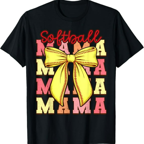 Cute Coquette Bow Game Day Softball Mama for Wo Girls T-Shirt - Walmart.com