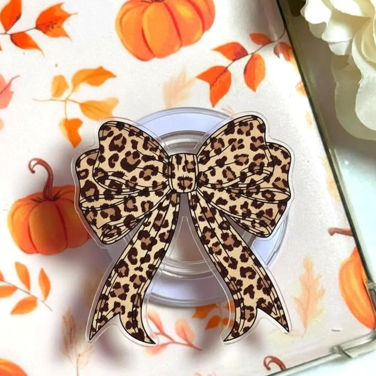 Cute Coquette Bow Leopard Magsafe Phone Grip Detachable Magnetic ...