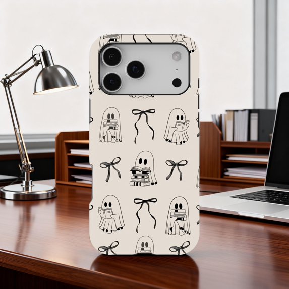 Cute Coquette Ghost Reading Bookish Phone Case with iPhone 17 through ...