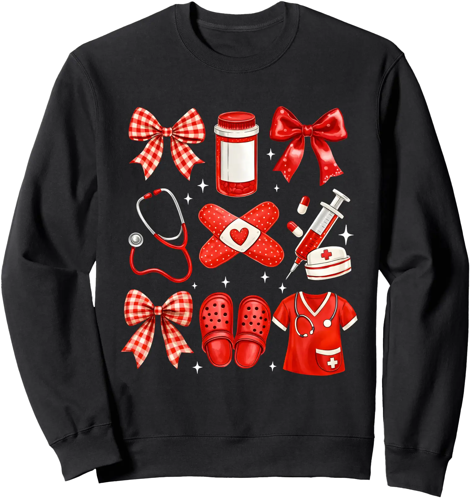 Cute Coquette Nurse Valentine's Sweatshirt with Medical Graphics for ...