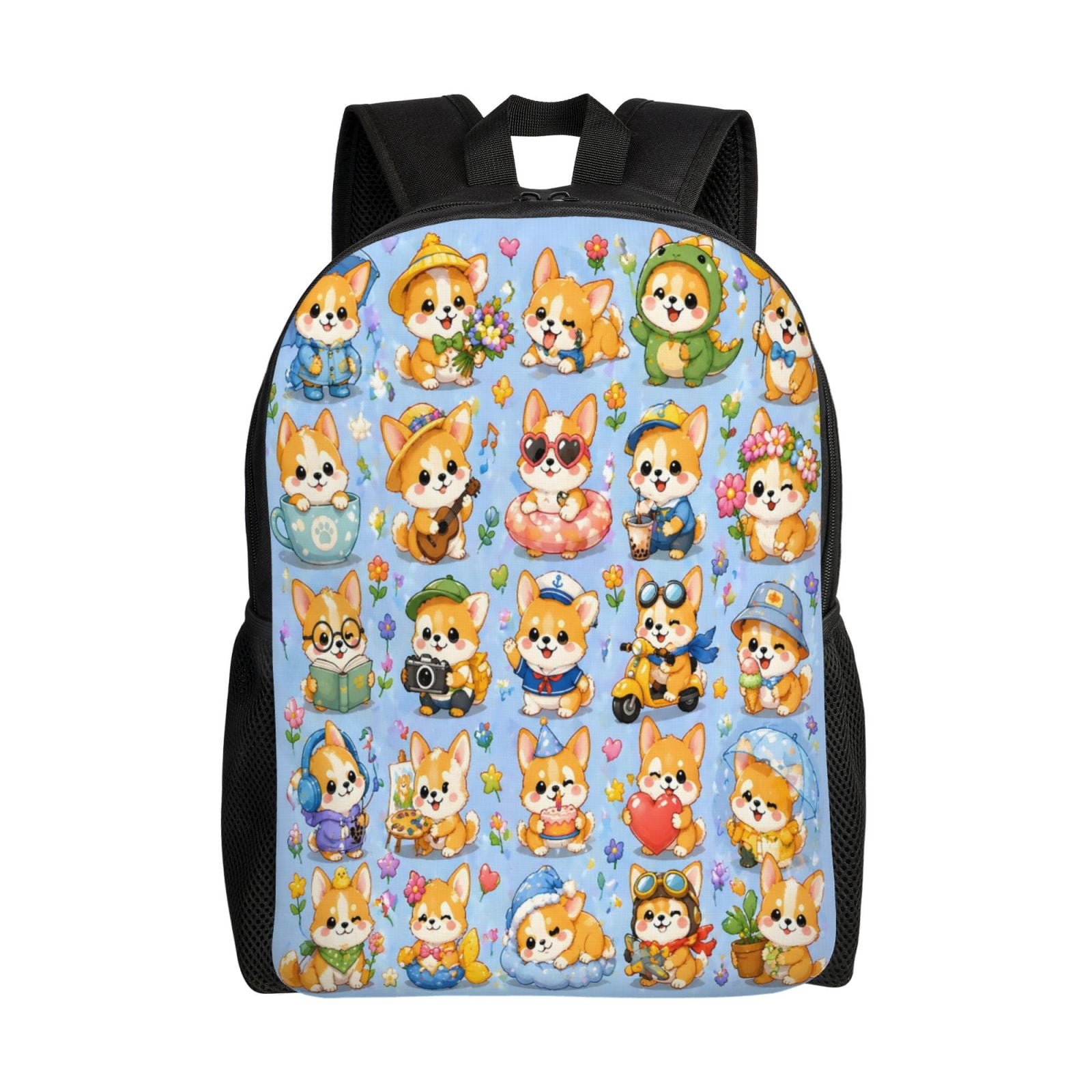 Cute Corgi Backpack Full Front Print Travel Laptop Bag for Men and ...