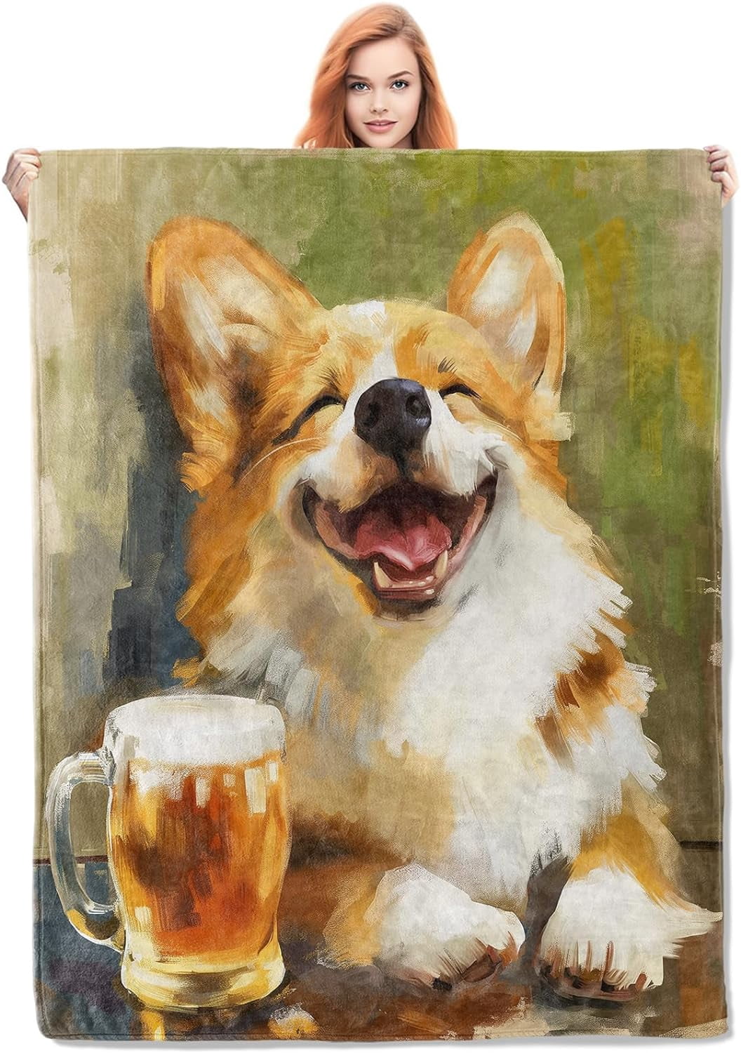 Cute Corgi Blanket,Corgi and Beer Flannel Throw Blankets,Soft Warm ...