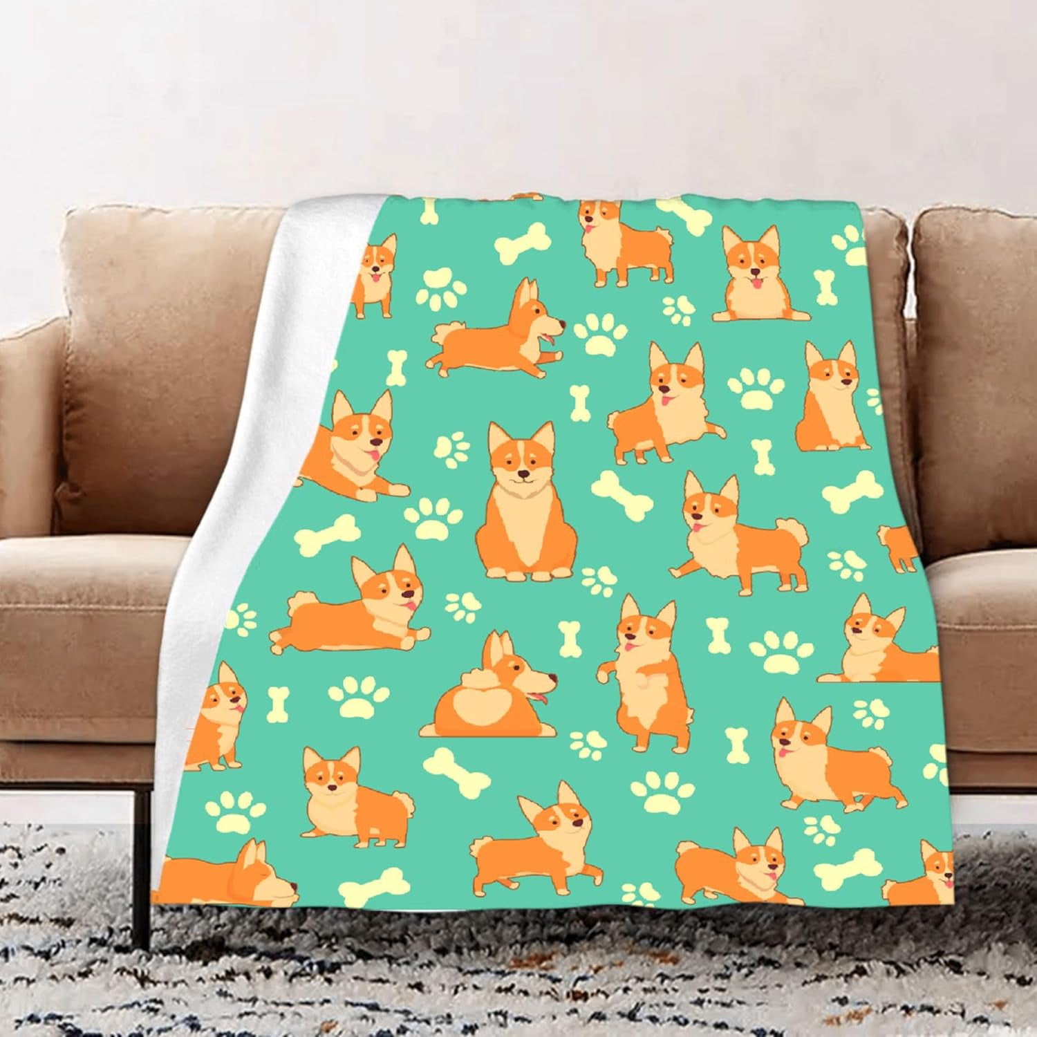 Cute Corgi Blanket Corgi Gifts for Corgi Lovers Orange Lightweight Soft ...