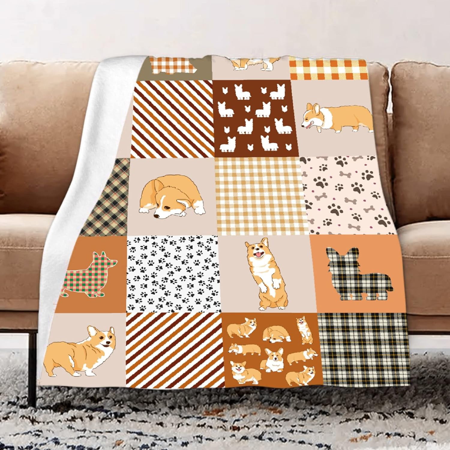 Cute Corgi Blanket Corgi Gifts for Corgi Lovers Orange Lightweight Soft ...