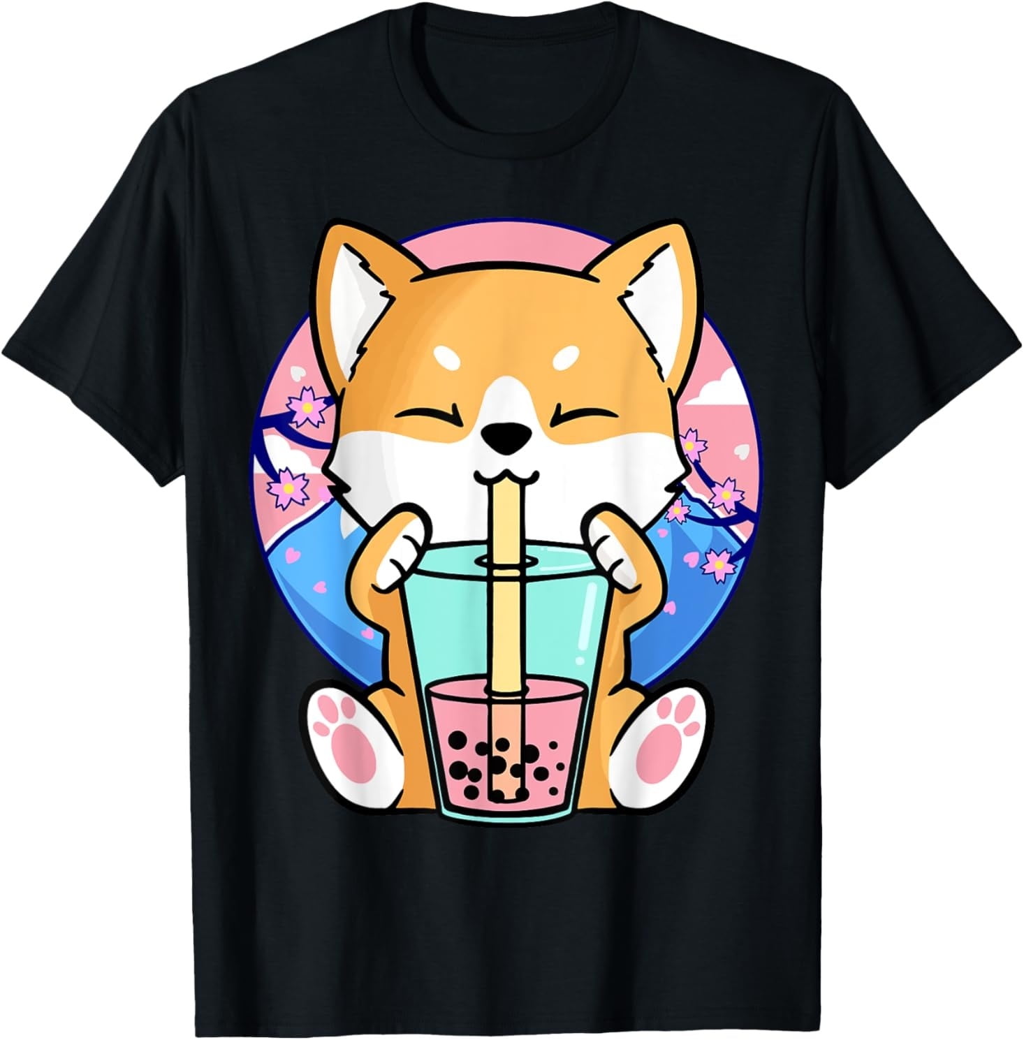 Cute Corgi & Boba Kids Tee – Kawaii Anime-Inspired Dog and Bubble Tea ...