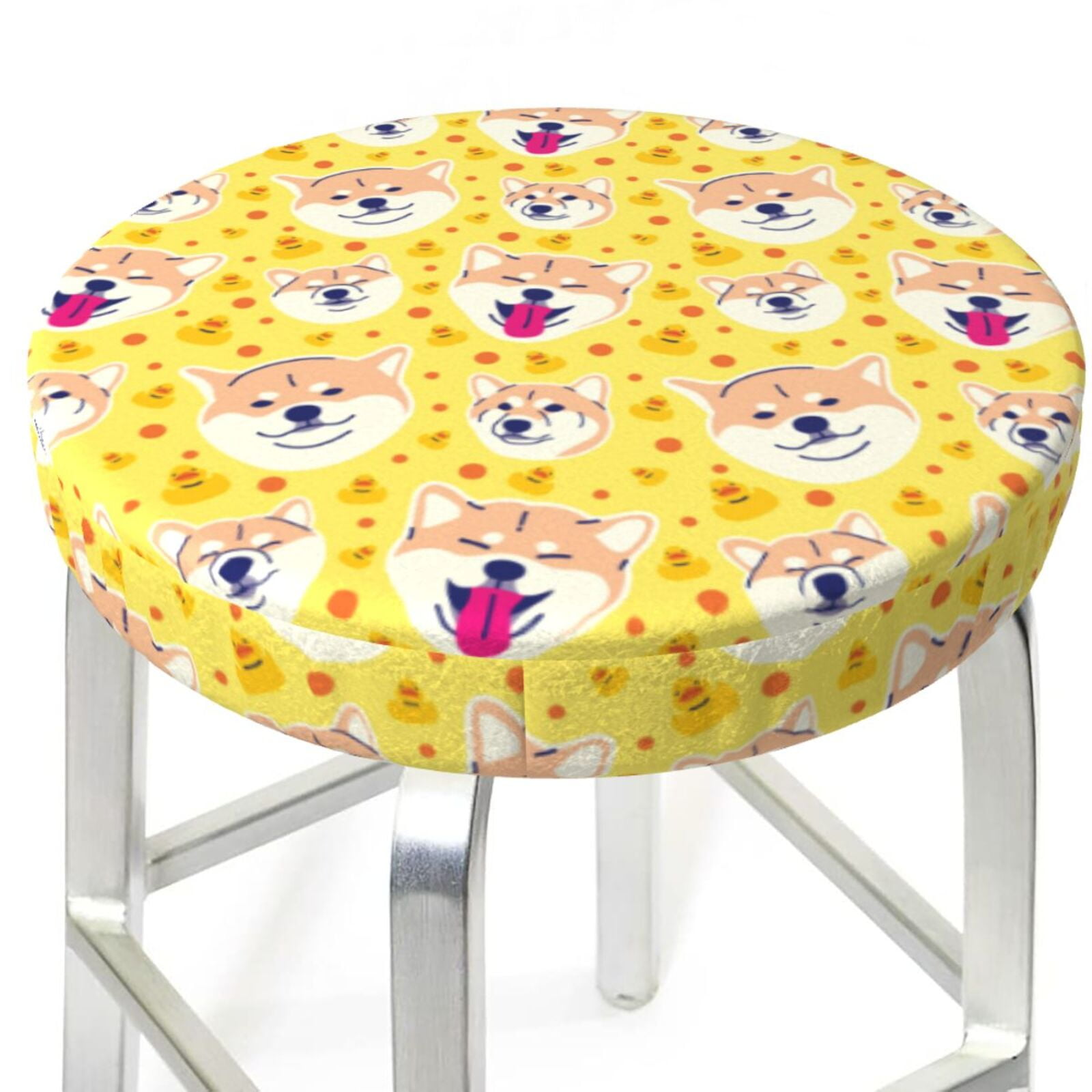 Cute Corgi Dog Funny Duck Bar Stool Covers - Stretch Round Seat Covers ...
