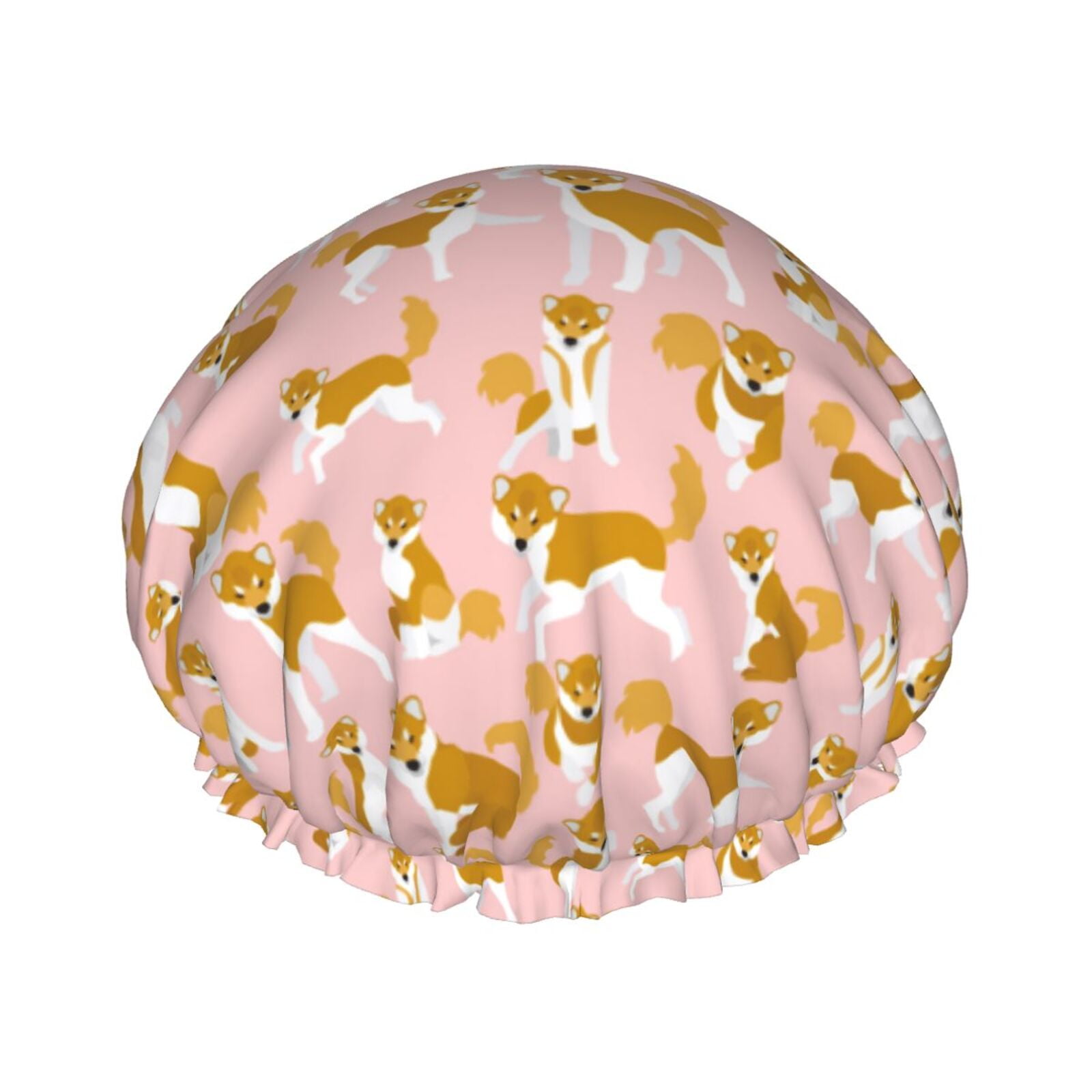 Cute Corgi Dog Funny Pink Shower Cap, Double Layers Shower Cap ...