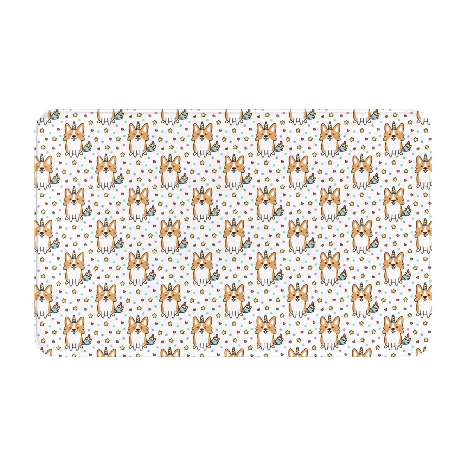 Cute Corgi Dog Funny Stars Bathroom Rugs 30x20, Non-Slip Absorbent Bath ...