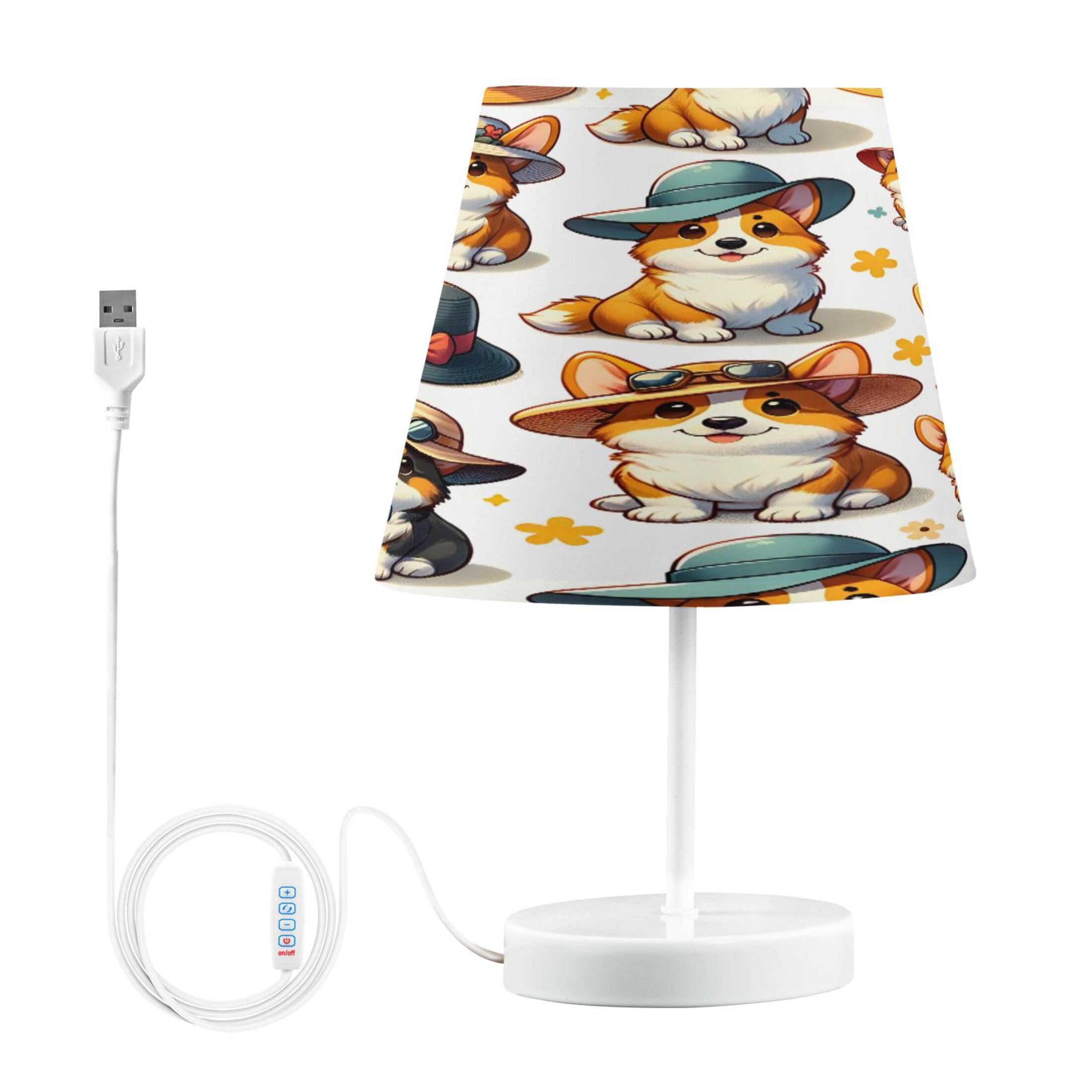Cute Corgi Dog with Hat Desk Lamp LED Table Nightstand Lamps with 3 ...