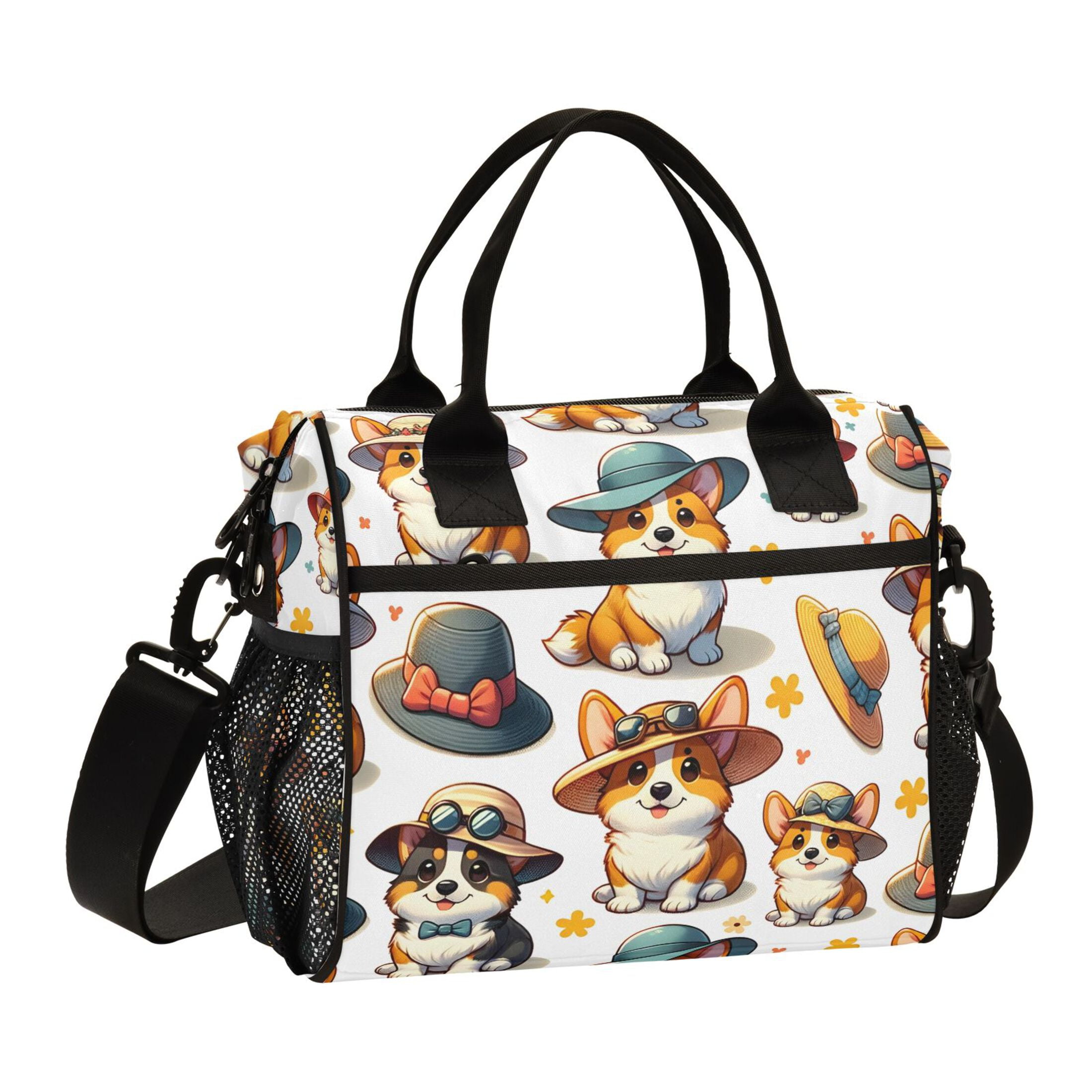 Cute Corgi Dog with Hat Lunch Bag Insulated Lunch Box Leakproof ...