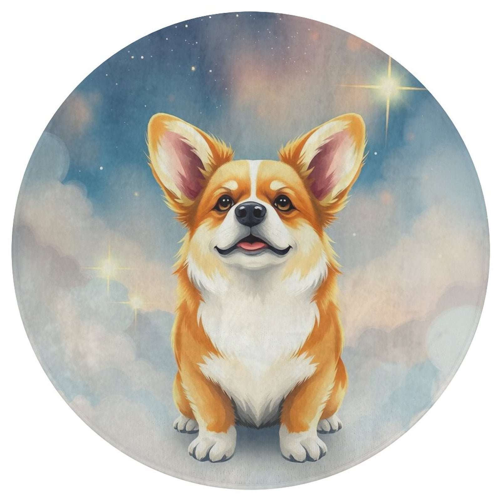 Cute Corgi Round Area Rug Floor Carpets Washable Indoor Floor Area Mat ...