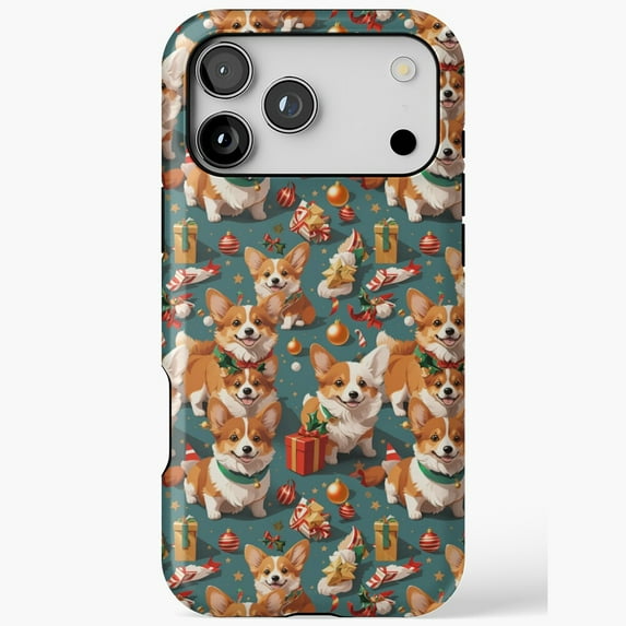 Cute Corgis Holiday Pattern Phone Case for iPhone 11 through 17 Pro Max ...